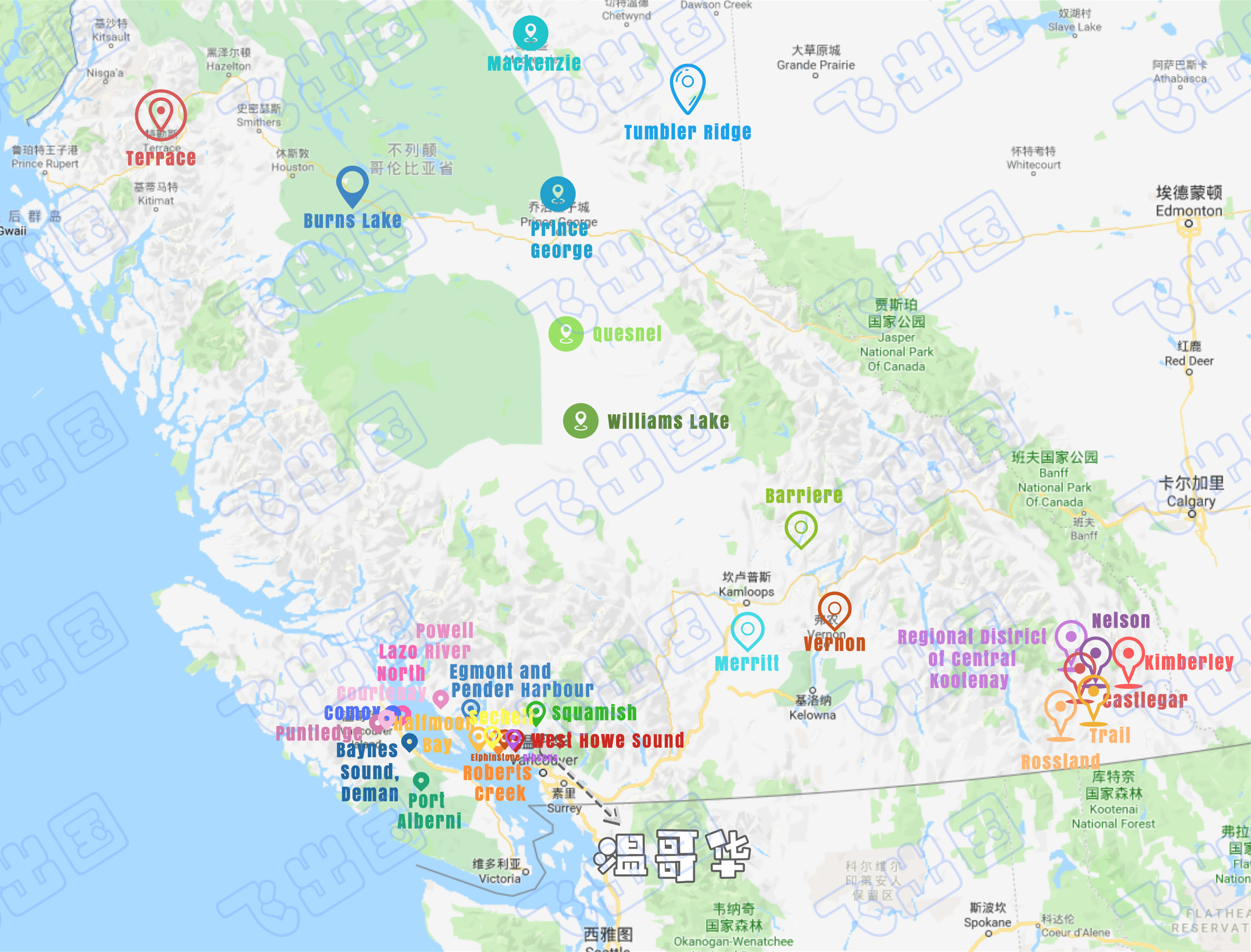 BC省偏远地区企业家移民试点项目参与社区位置对比 - BCPNP卑诗省提名 - 飞出国移民论坛